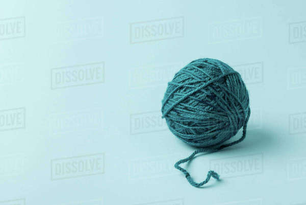 close up view of blue yarn ball on blue background - Royalty-free Stock ...