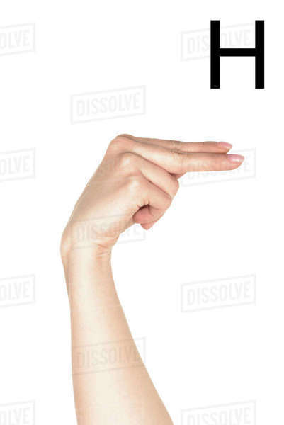 Female hand showing latin letter - H, sign language, isolated on white ...