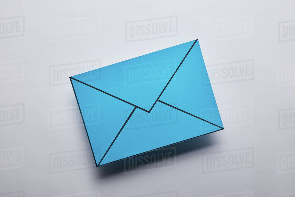 Top view of blue email sign on grey background - Stock Photo - Dissolve
