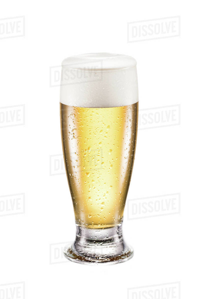 close up view of mug of cold beer isolated on white - Royalty-free ...
