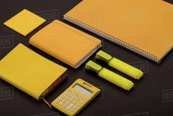 Isometric composition of yellow school supplies - Royalty-free Stock ...