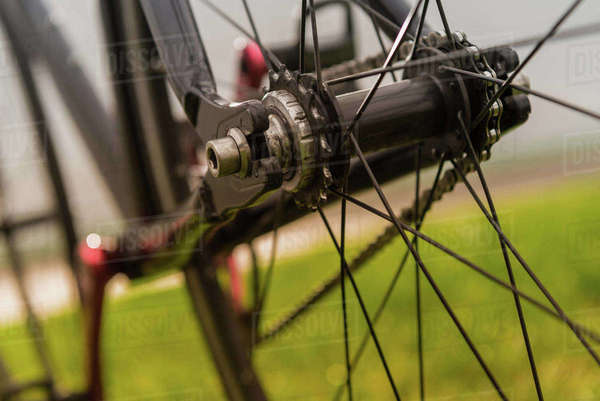 Close up view of bicycle wheel and chain - Royalty-free Stock Photo ...