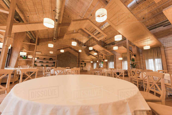 Interior of modern elegant restaurant with high ceiling - Royalty-free ...