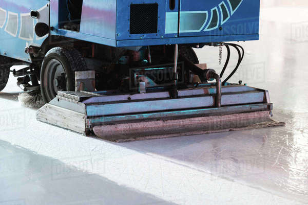 Special machine ice harvester cleaning the ice rink - Royalty-free ...