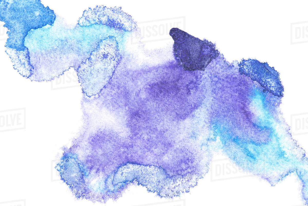 Abstract painting with blue paint blots on white - Royalty-free Stock ...