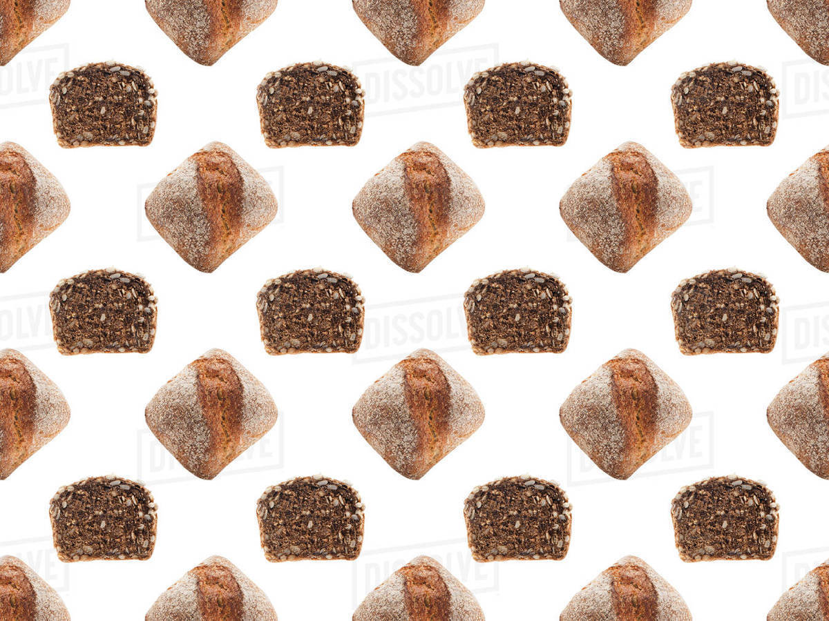 Seamless pattern made from whole and sliced homemade multigrain bread ...
