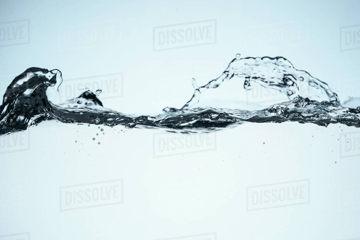 Minimalistic background with clear flowing water, isolated on white ...