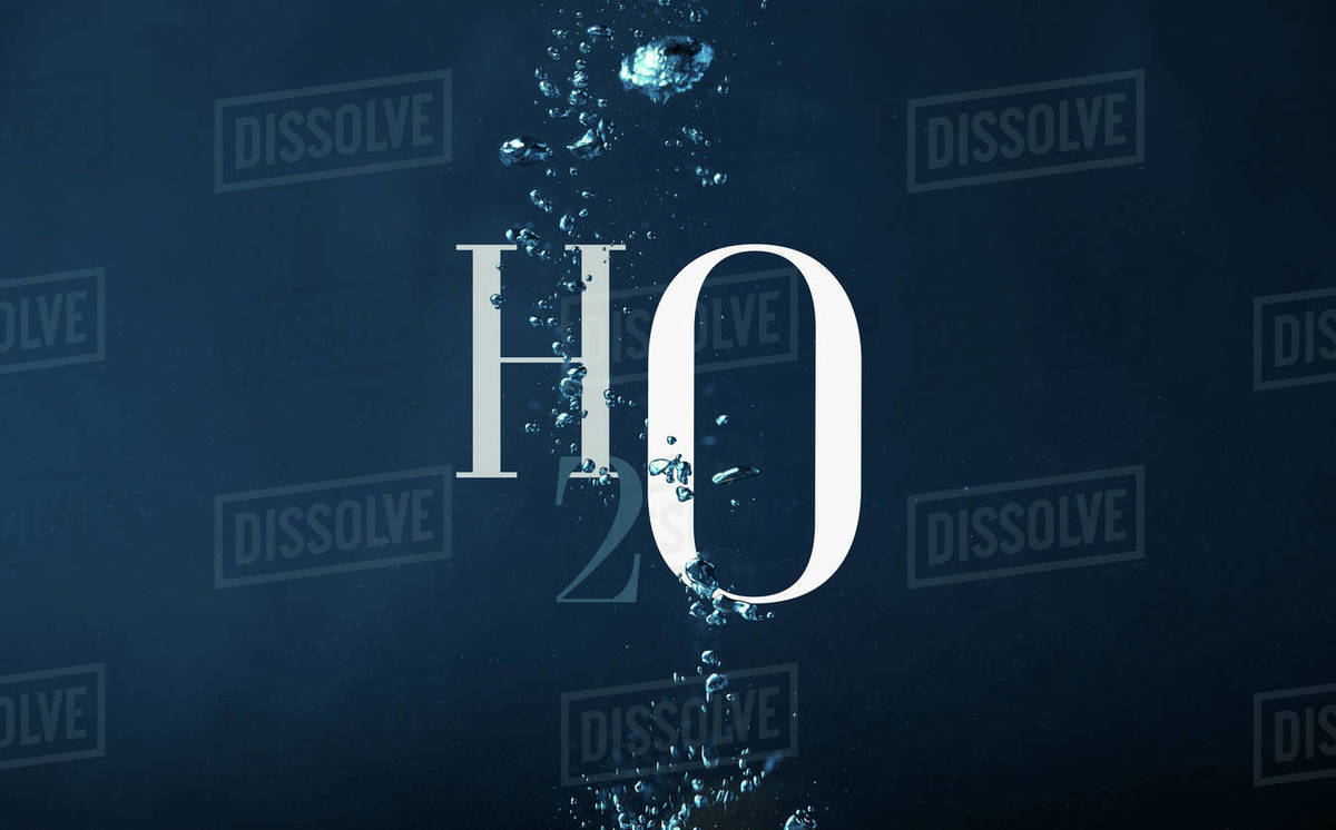 H2o chemistry symbol and bubbles in water background - Royalty-free ...