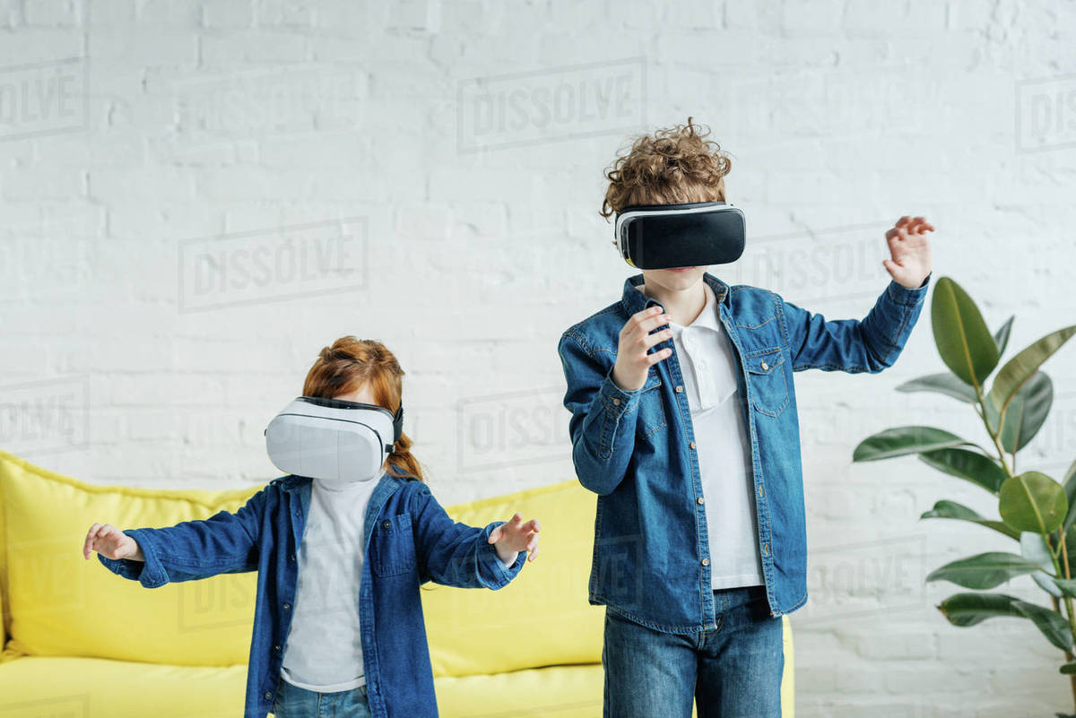 Kids in vr glasses using 3d technology - Royalty-free Stock Photo ...