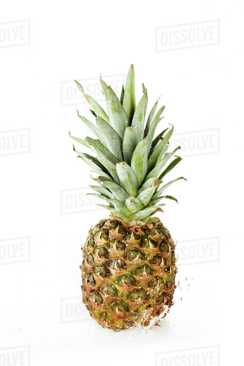 Fresh wet pineapple with water drops isolated on white, fresh fruits ...