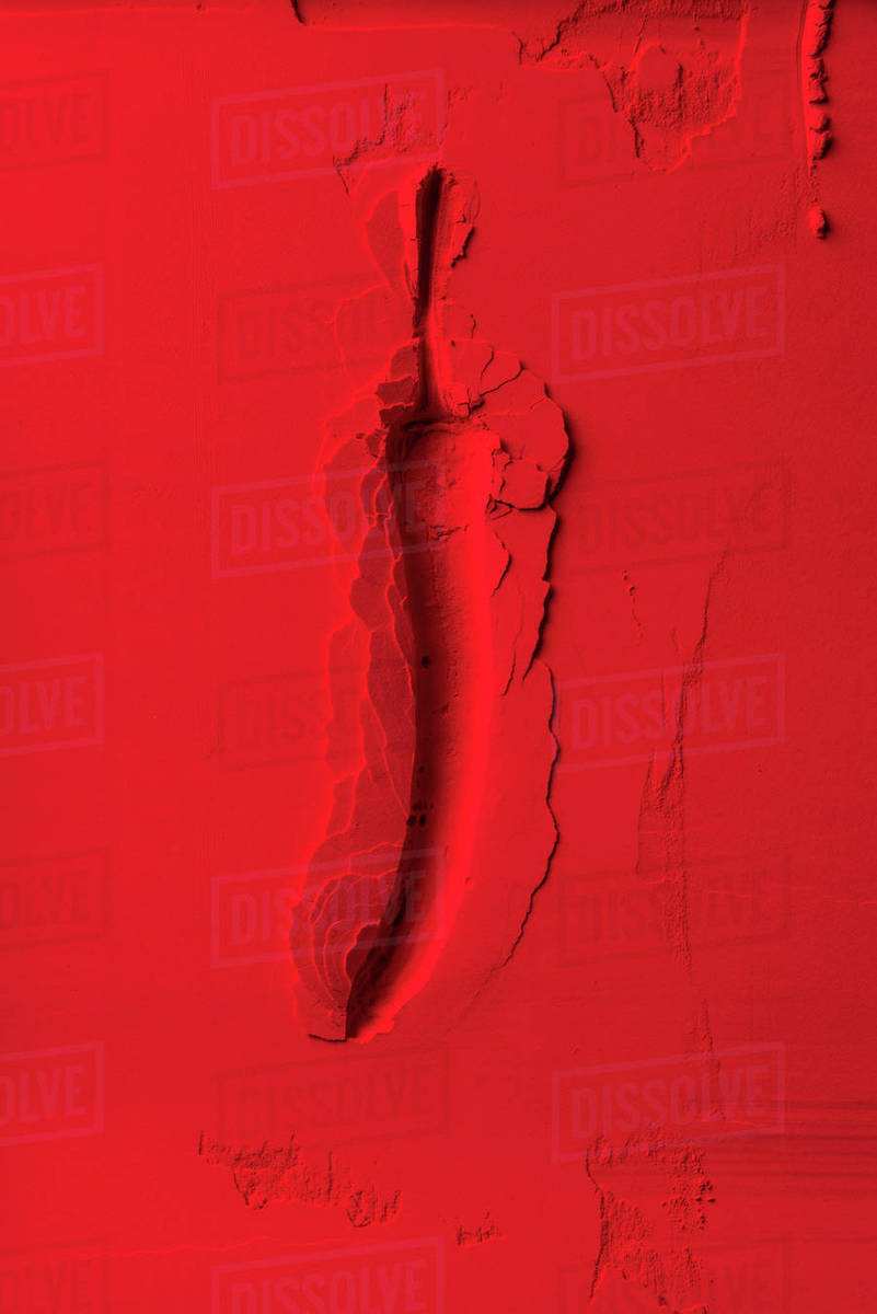 top view of chili pepper shape on red powder - Royalty-free Stock Photo ...