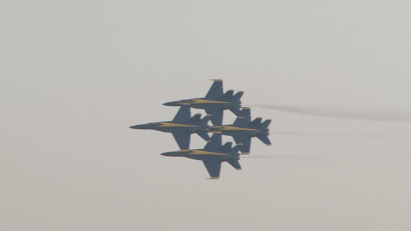 Close-up shot of the Blue Angels jets flying in formation. - HD Rights ...