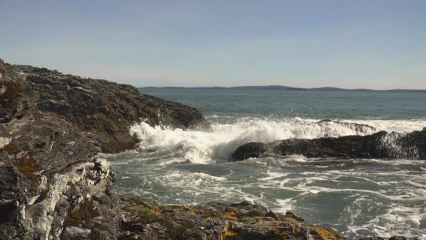 Waves buffeting rocks in the ocean. - HD Rights-managed Stock Video ...