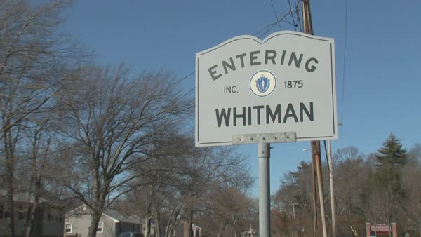 Zoom-out shot of the Entering Whitman sign in Massachusetts. - HD ...