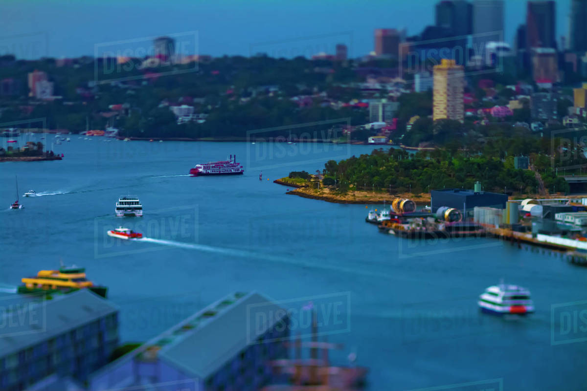 A miniature bay area at the harbour high angle tiltshift. New South ...