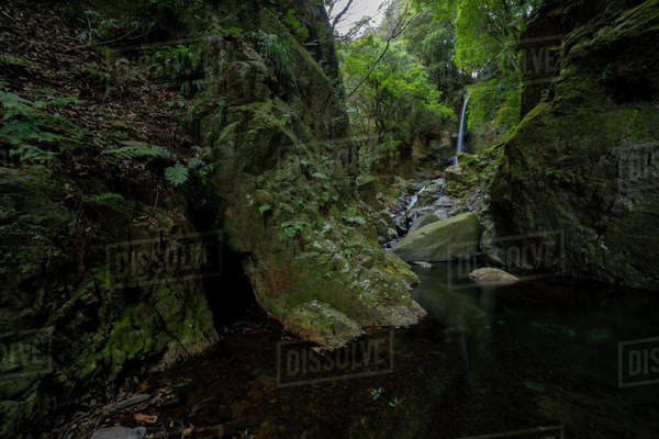 Splashing waterfall in winter in Numazu Shizuoka wide shot - Stock ...