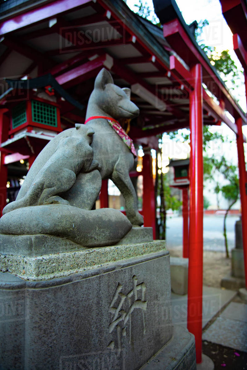 Statue Guardian Fox At Hanazono Shrine In Tokyo - Stock Photo - Dissolve