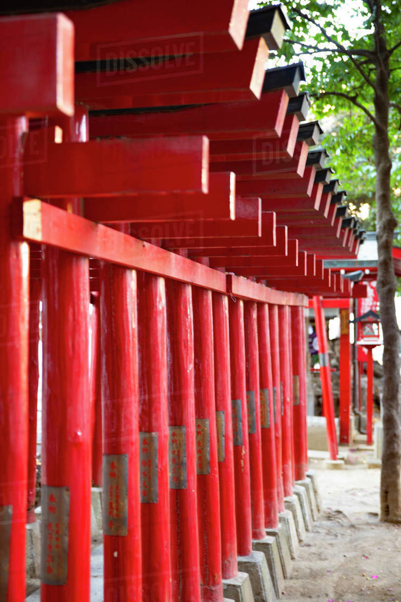 Big gate at Japanese traditional shrine. Shinjuku district Tokyo Japan ...