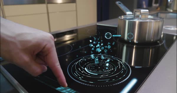 Slow motion close up of a man hand is using for cooking a stove of the ...