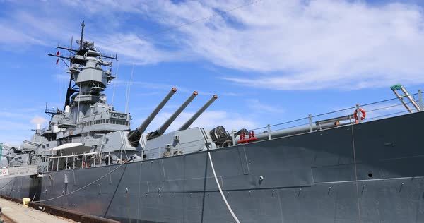 USS Iowa Battleship in harbor California. Port of Los Angeles, America ...