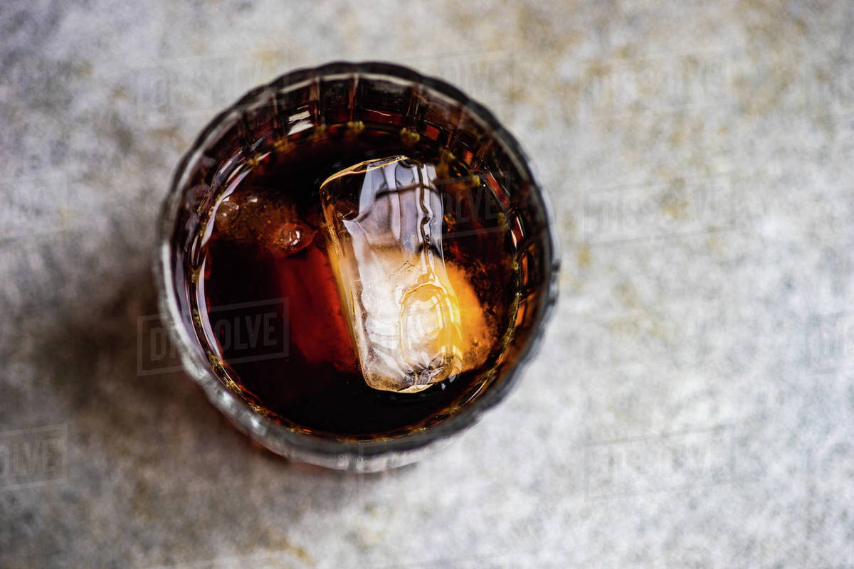Overhead view of a drink on a grey background - Royalty-free Stock ...
