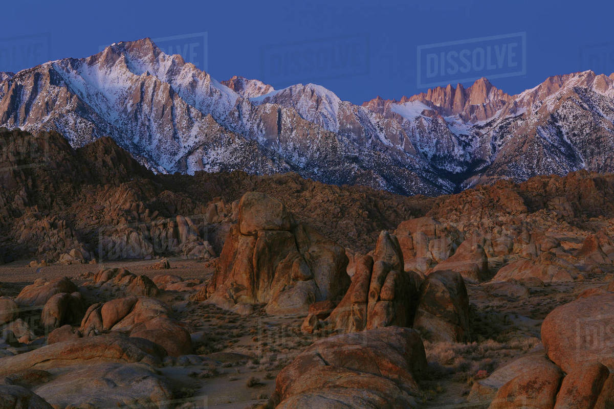 USA, California, Alpenglow on Eastern Sierra Nevada - Royalty-free ...