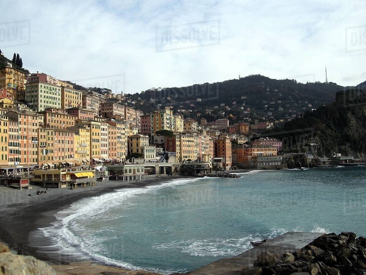 Italy, Liguria, Genoa, Camogli, View of townscape - Royalty-free Stock ...