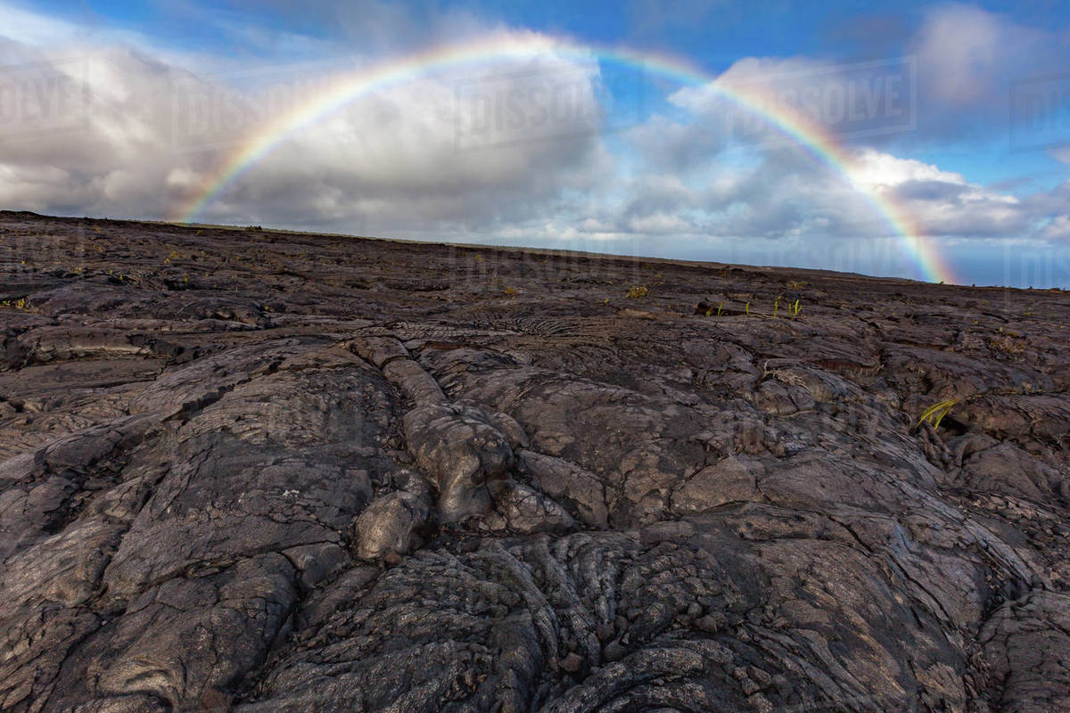 Rainbow over Lava Fields, Hawai'I Volcanoes National Park, Hawaii ...