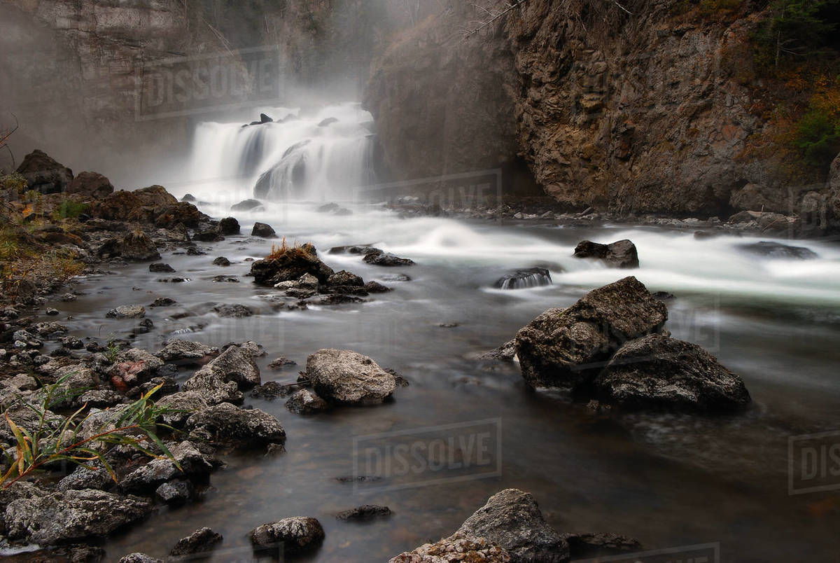 Firehole Falls, Yellowstone National Park, Wyoming, America, USA ...