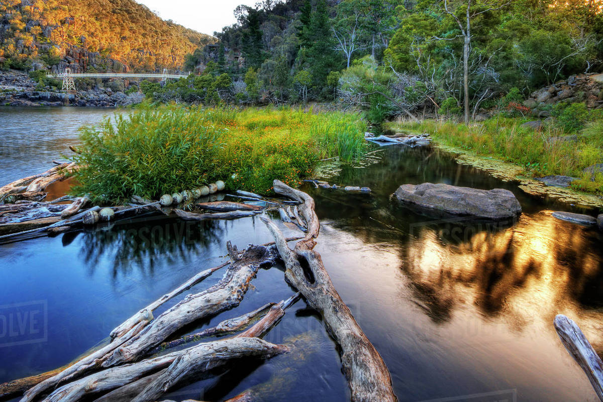 Sunset at Cataract Gorge, Launceston, Tasmania, Australia - Royalty ...