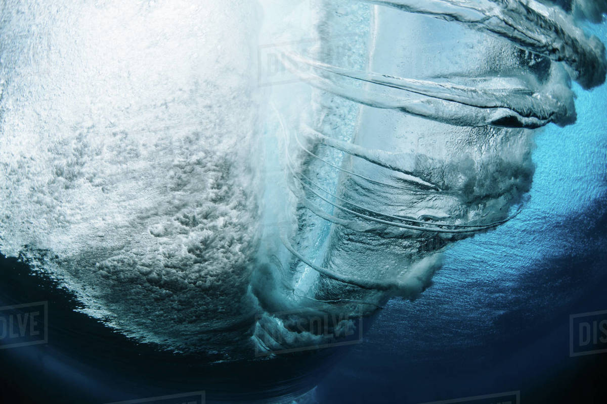 Underwater view of a wave breaking, Hawaii, America, USA - Stock Photo ...