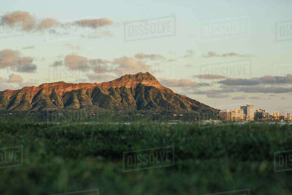 Diamond Head Crater at Sunset, Honolulu, Hawaii, America, USA - Royalty ...