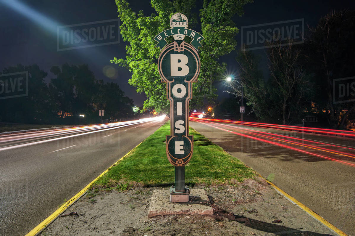 A unique sign letting people know they have officially entered Boise ...