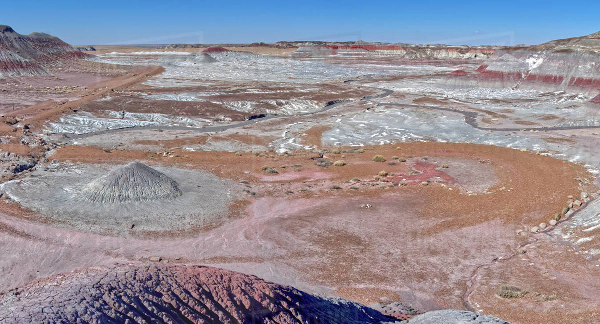 Salt covered bentonite hills, Blue Forest Trail, Petrified Forest ...