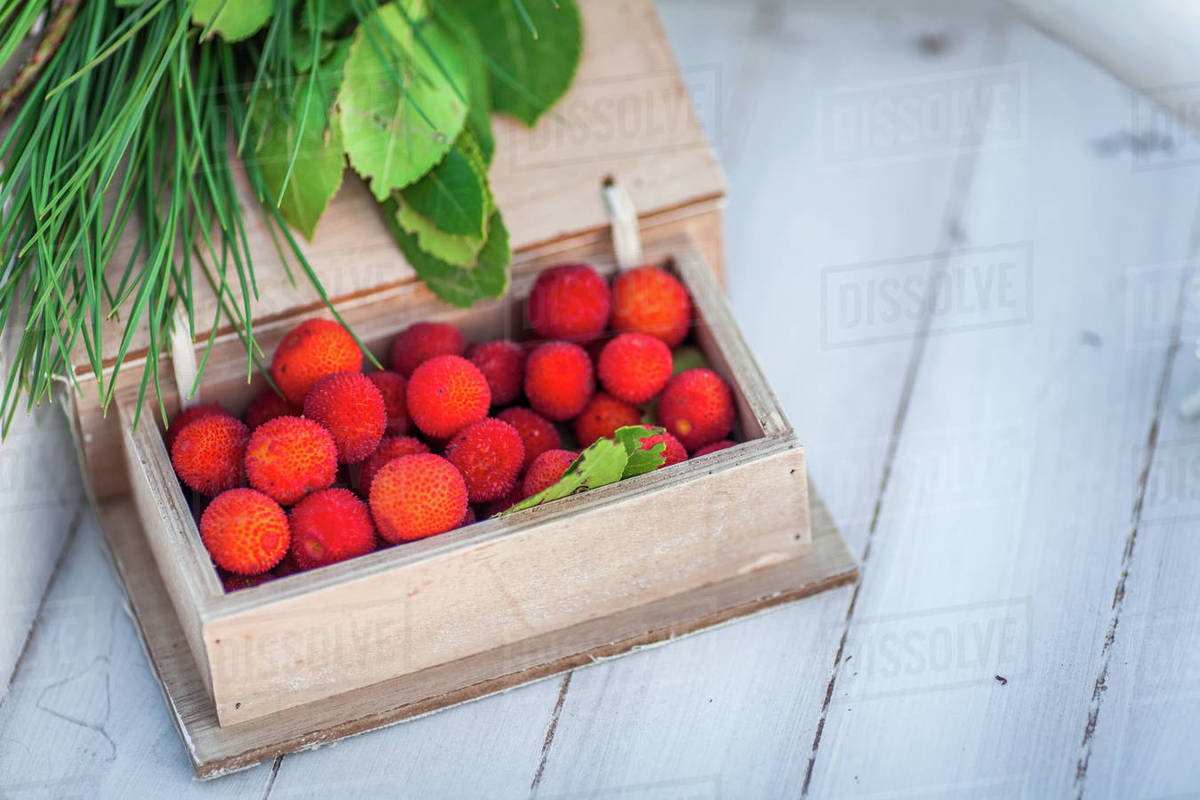 Wooden box of lychee fruit - Royalty-free Stock Photo | Dissolve