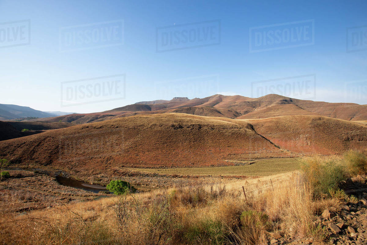 Drakensberg mountain view from the road to Rhodes, Eastern Cape, South ...