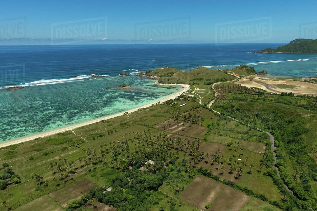 Aerial view of Seger beach, Kuta, Lombok, Indonesia - Royalty-free ...