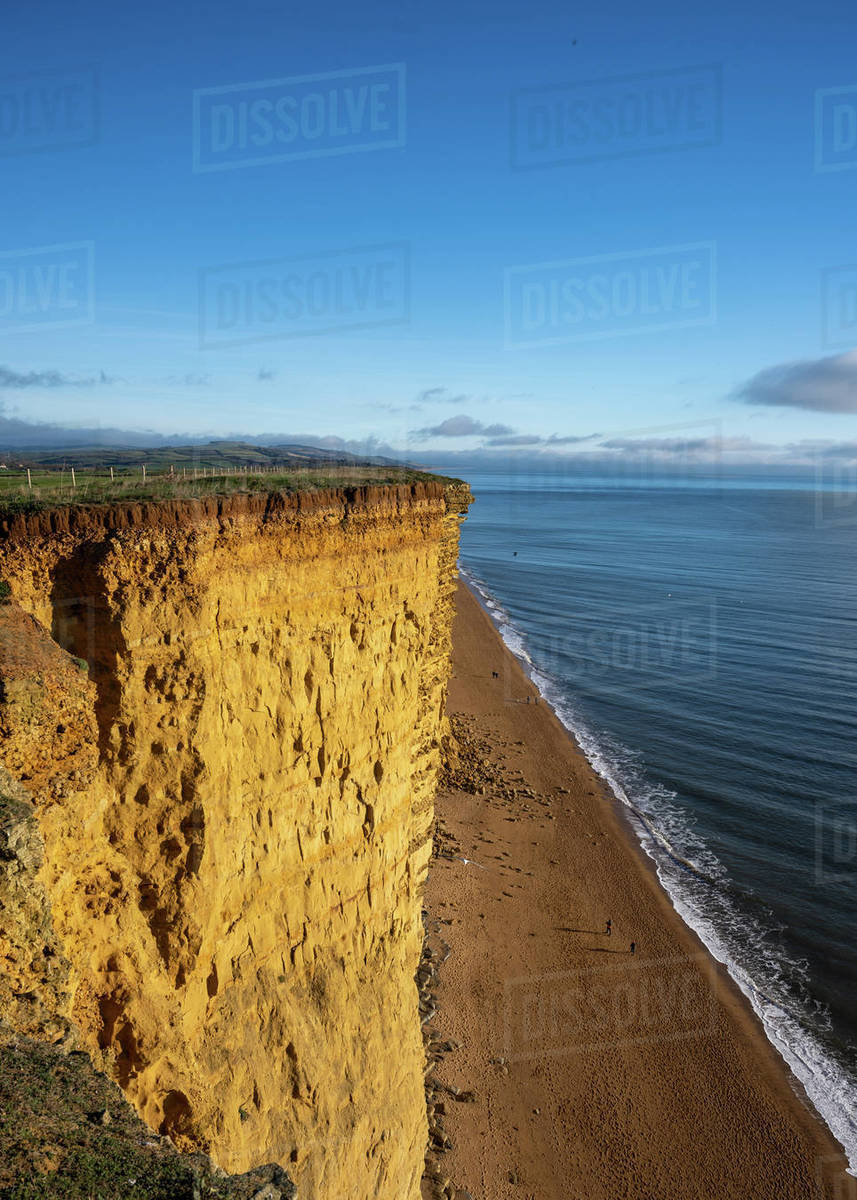 Coastal cliffs on West Bay beach, Dartmoor National Park, Devon ...