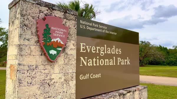 Entrance sign at the Everglades National Park - EVERGLADES CITY, UNITED ...