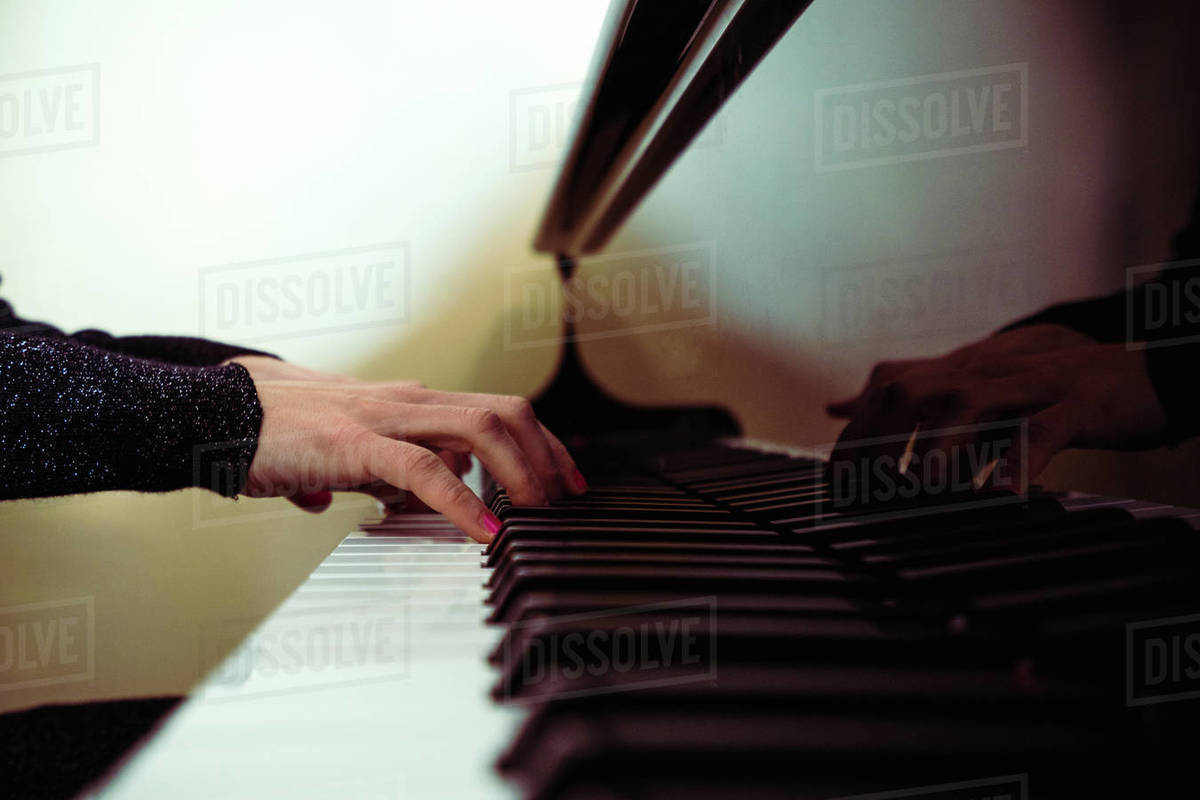 Overhead view of pianist playing piano at home - Royalty-free Stock ...