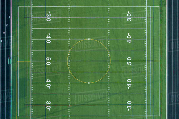 Aerial view of a football field at a suburban high school. - Stock ...