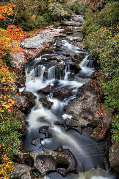 Cascades and fall color along the Chattooga River in North Carolina ...