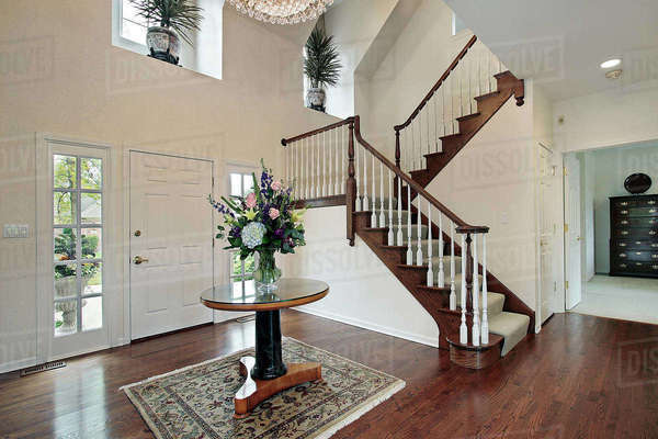 Foyer in suburban home with bedroom view - Royalty-free Stock Photo ...
