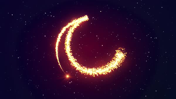 Shining gold particles creating a crescent moon shape Ramadan hilal ...