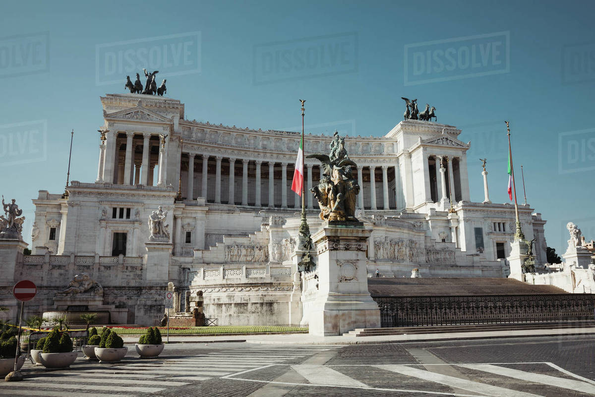 Panoramic front view of museum the Vittorio Emanuele II Monument ...