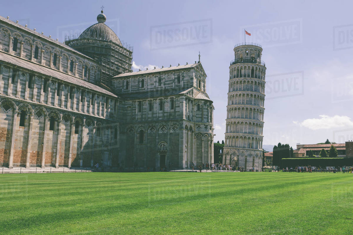 Panoramic view of Leaning Tower of Pisa or Tower of Pisa - Royalty-free ...