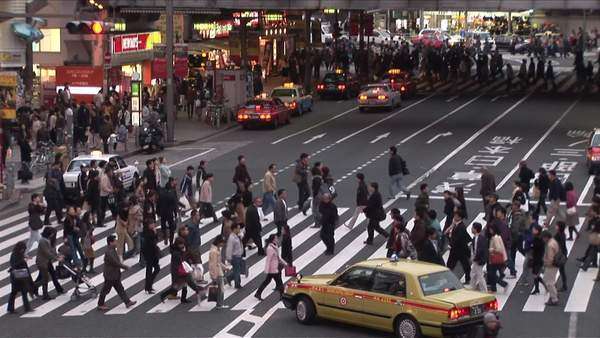 View of a crowded city street in Tokyo, Japan - Stock Video Footage ...