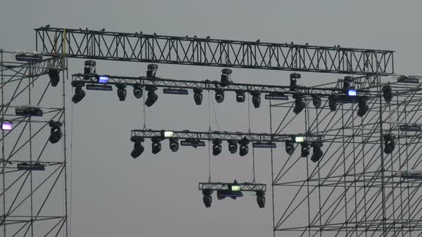 Sound and lighting stage scaffold for a concert - 4K Royalty-free Stock ...
