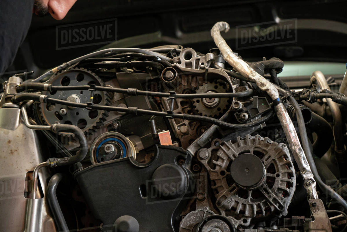 Detail of Car engine disassembled for maintenance - Royalty-free Stock ...