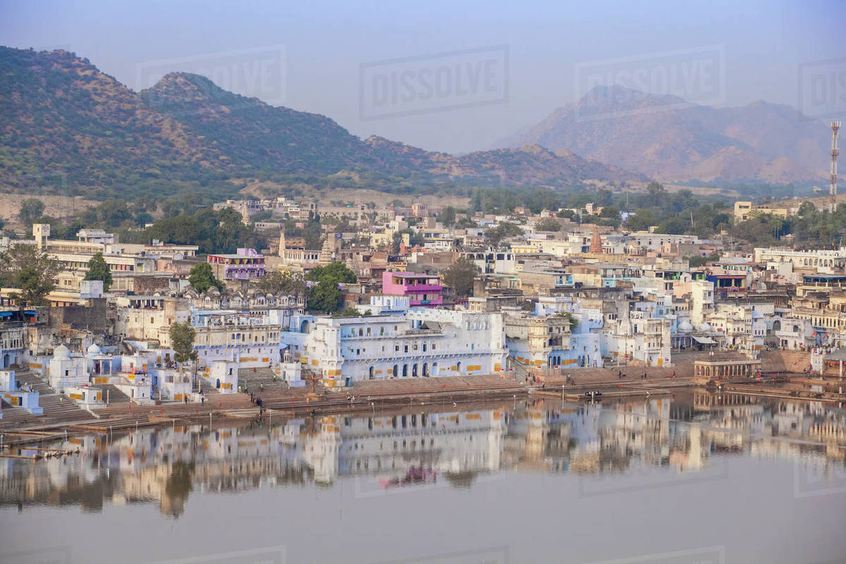 Aerial view of Pushkar, Pushkar, Rajasthan, India, Asia - Royalty-free ...